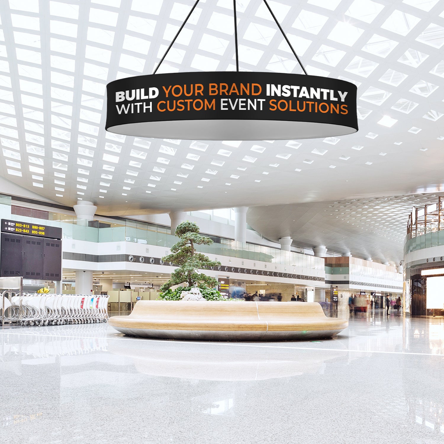 Custom Printed Circular Hanging Banner – Impact Canopies USA