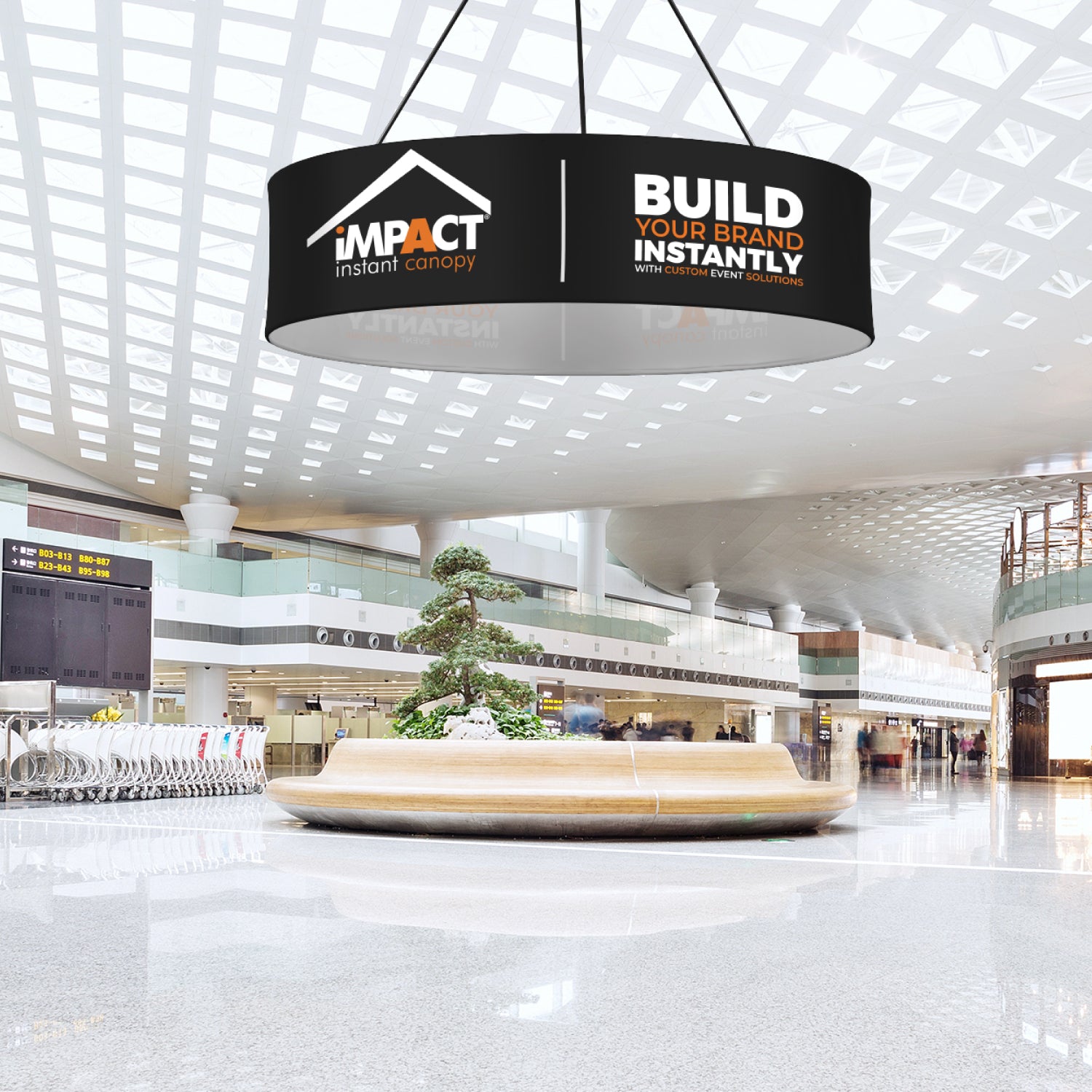 Custom Printed Circular Hanging Banner – Impact Canopies USA