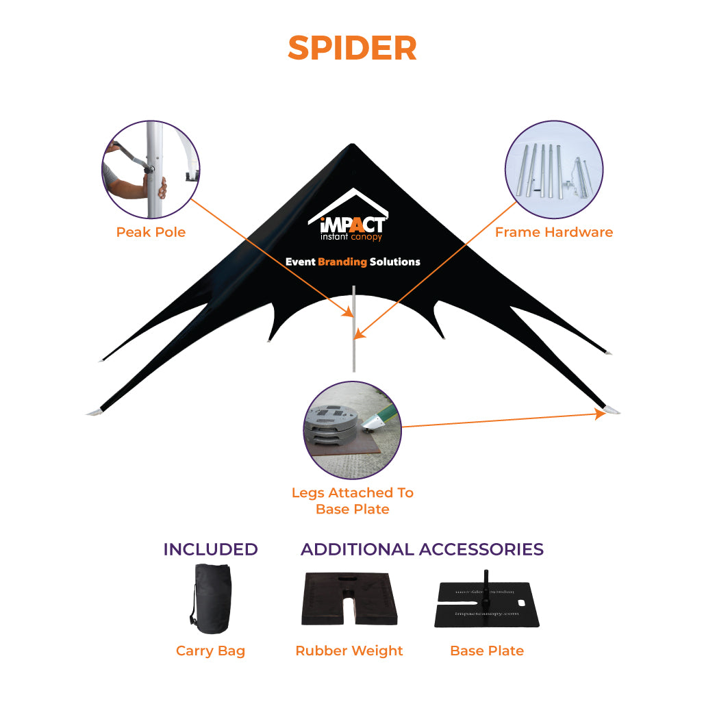 Custom Printed Aluminum Single Pole Spider Canopy – Impact Canopies USA